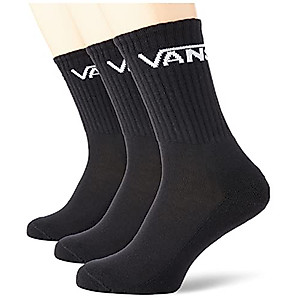 VANS, Classic Crew Socks. 3 Pair Pack - Black, Large (9.5-13)