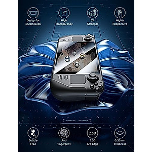 JSAUX 2-Pack Steam Deck Screen Protector, Ultra HD Glass Protector 9H Hardness Easy to Install with Guiding Frame Scratch Resistant Tempered Glass for Steam Deck/Steam Deck OLED, Come with Toolkits