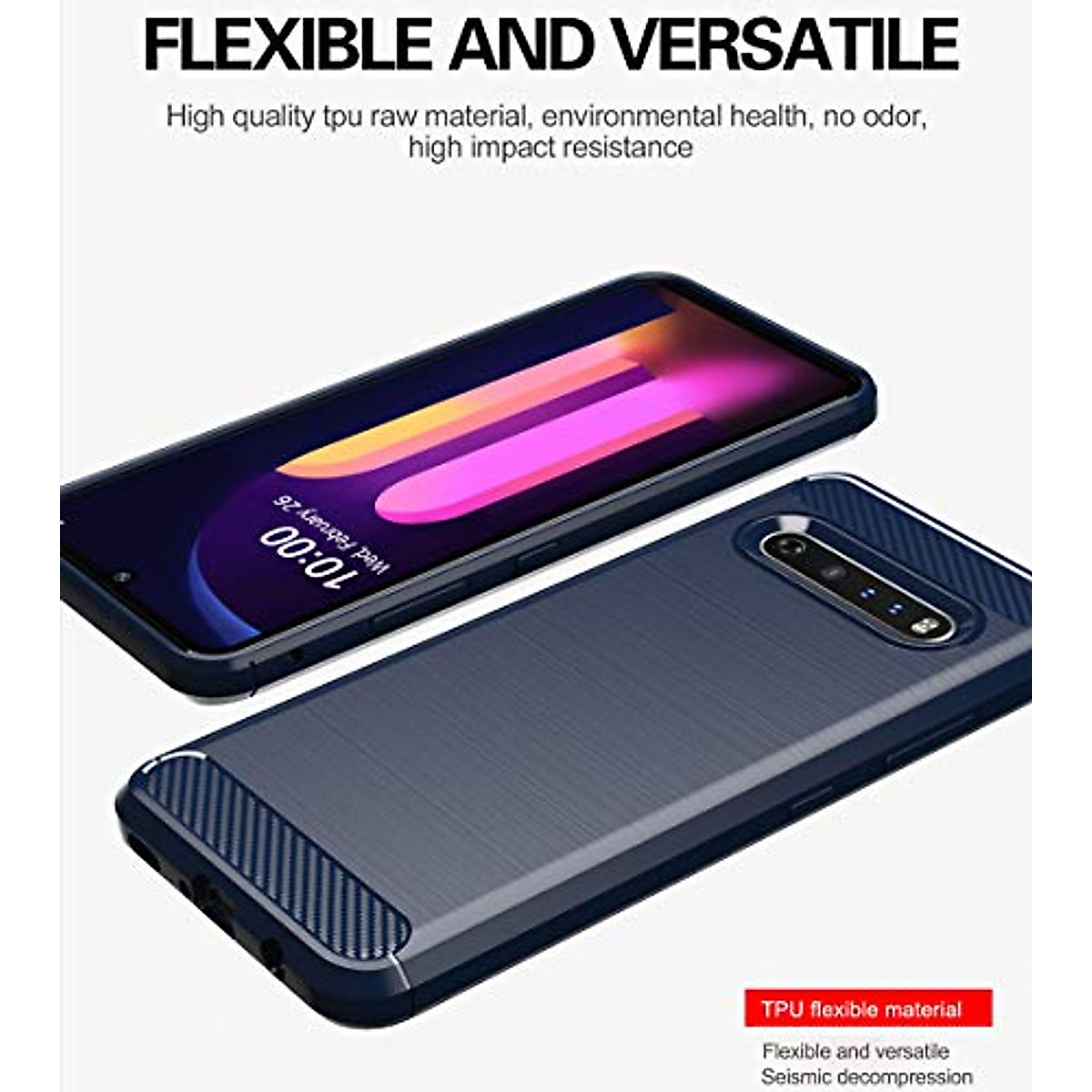 DONGDEAR for LG V60 ThinQ Case Slim,LG V60 Phone Case, Ultra [Slim Thin] Flexible TPU Scratch Resistant Rubber Soft Skin Shockproof Protective Cases Cover for LG V60 ThinQ (Brushed Black)