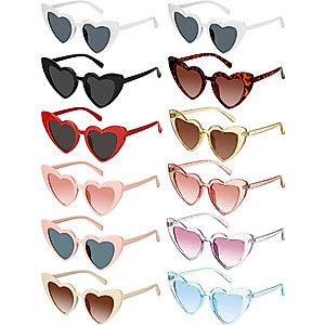 Flutesan 12 Pack Bachelorette Sunglasses Bride Bridesmaid Sunglasses Heart Shaped Sunglasses Women Eyeglasses for Party (Mixed Colors)