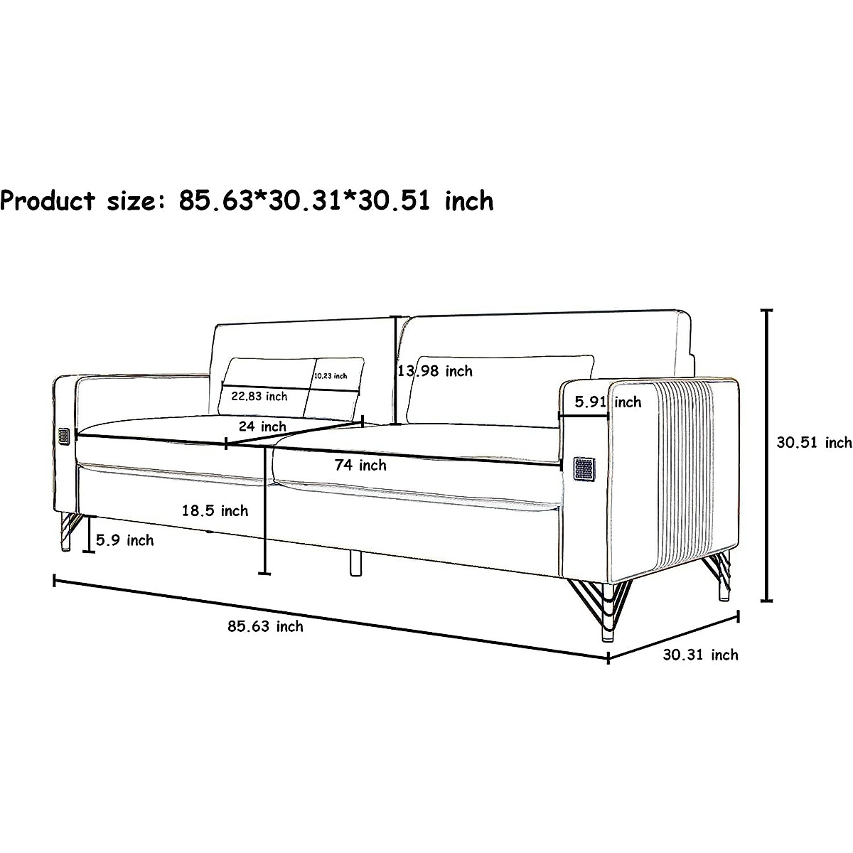 Goohome Tufted Couch, Chesterfield Velvet Upholstered 2-Seater Comfy Sofa, Living Room Furniture Sets, with Solid Wood Frame and Gold Legs, Fit for Bedroom, Office, B-Black d