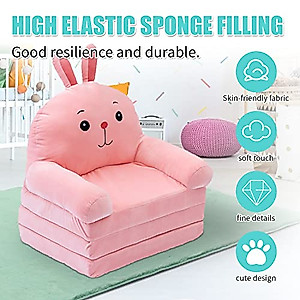 DOFIMATE 2 in 1 Pink Kids Toddler Couch Fold Out, Plush Kids Chair for Girls Toddlers Sofa Personalized Baby Couch Flip Open Mini Couch Baby Sofa Bed Chair for Toddlers Girls 0-3