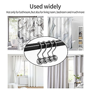 MitoVilla Silver Metal Shower Curtain Rings and Hooks, Chrome Metal Hollow Ball Rust Proof Rings for Curtain Liner and Bathroom Shower Rod Accessories
