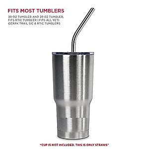 SipWell Extra Long Stainless Steel Drinking Straws Set of 4, Straws for 30 oz Tumbler and 20 0z Tumbler, Fits Simple Modern Tumbler | Fits all Yeti SIC Simple Modern Tumblers, Cleaning Brush Included.