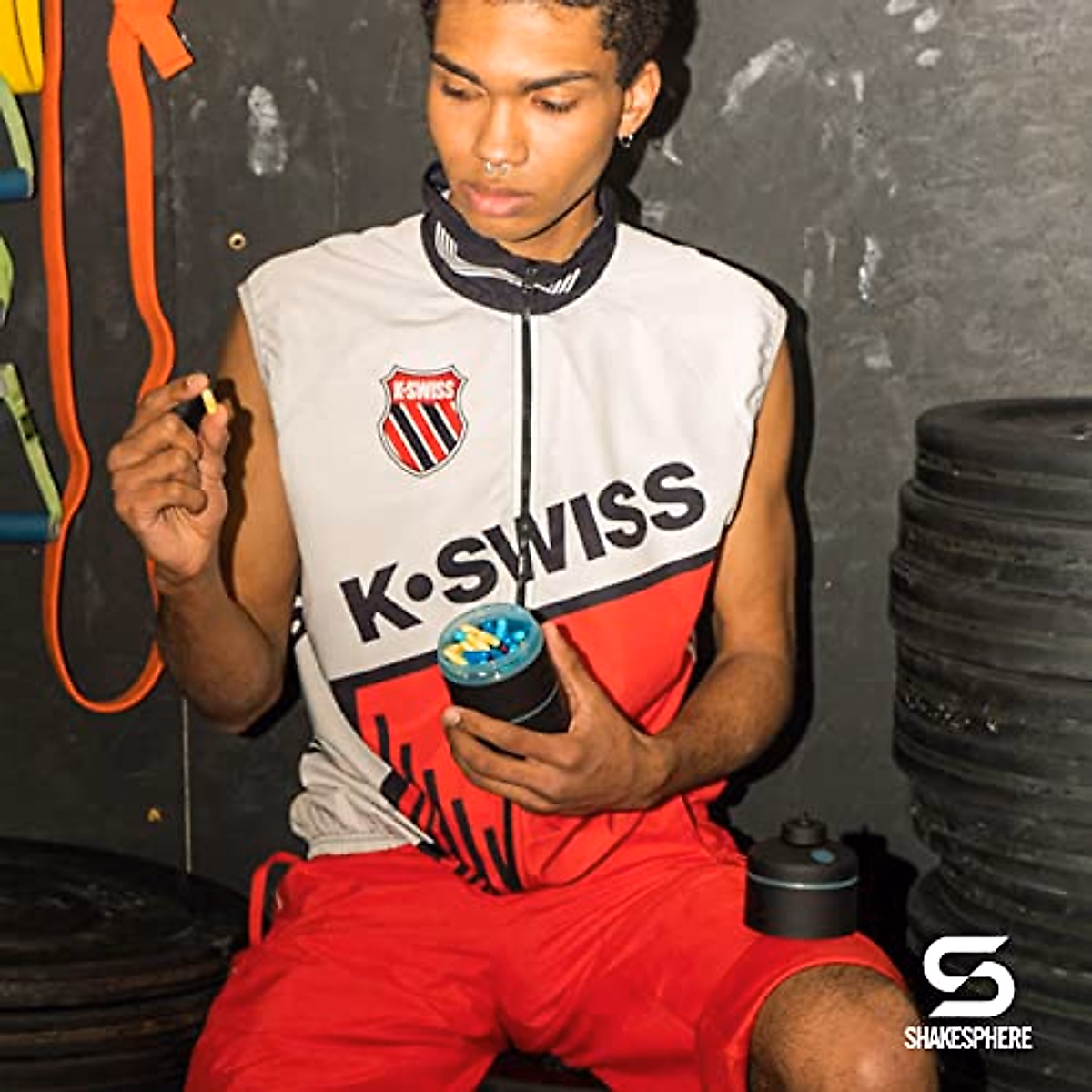 ShakeSphere Stackable Snack Containers - Organizer Carrier for Food, Protein Powders, Nuts & Supplements - 3 Leakproof, Twist Lock Holders - Portable Storage for Lunch, Office, Gym, Travel (Rose Gold)