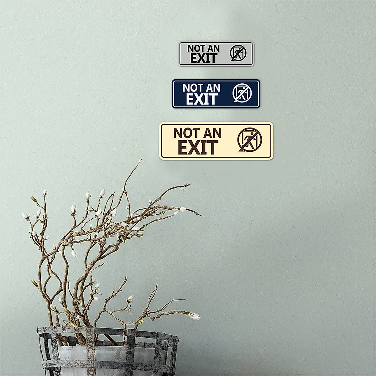 Standard NOT an EXIT (Stick Man) Sign (Brushed Silver) - Small