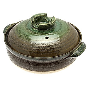 Kotobuki Donabe Japanese Hot Pot, Medium, Brown/Green