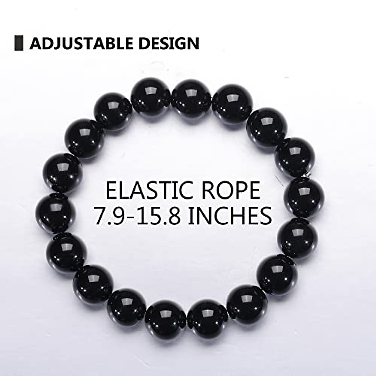 VIVISWAN Natural 10-12mm Gorgeous Semi-Precious Gemstones Healing Crystal Stretch Elastic Beaded Bracelet Unisex Yoga Meditation Relax Anxiety Bangle for Womens Mens