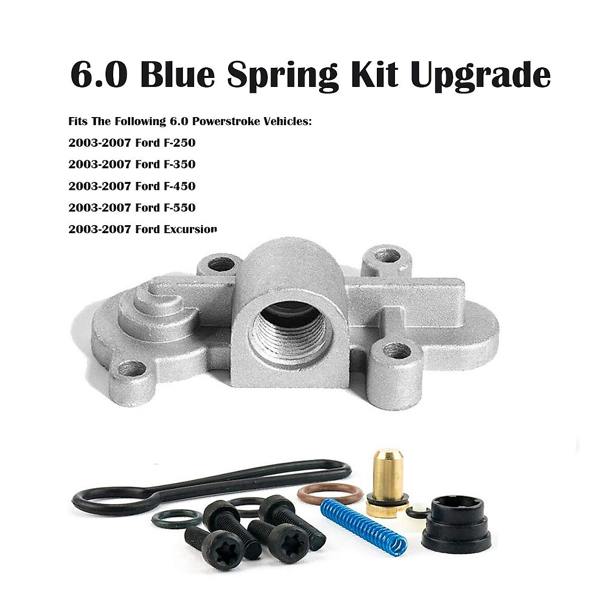 6.0 Blue Spring Kit Upgrade,fuel pressure Regulator Kit - Fits Ford Blue Spring Kit 6.0 Powerstroke F250, F350, F450, F550 2003, 2004, 2005, 2006, 2007- Replaces 3C3Z-9T517-AG, 3C3Z9T517AG