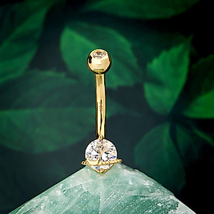 COCHARM 14k Gold Belly Button Rings 14G Saturn Yellow Gold Belly Rings for Women Dainty Belly Piercing Jewelry