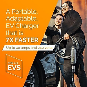 J+ Portable Level 2 EV Charger 40 amp (J1772, 9.6KW), 240V Electric Vehicle Charging Stations, EV Charger Level 2 NEMA 14-50 & 5-15 ETL Certified, EVSE, IP67, 25ft Cable, Indoor/Outdoor EV Car charger