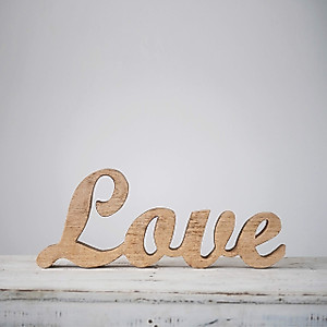 Creative Co-Op Mango Wood Word Cut-Out Love Décor, Brown