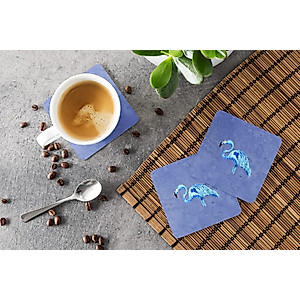 Caroline's Treasures 8873FC Flamingo On Slate Blue Foam Coaster Set of 4 Set of 4 Cup Coasters for Indoor Outdoor, Tabletop Protection, Anti Slip, Mouse pad Material