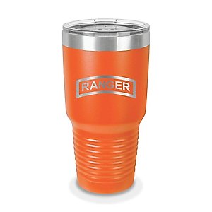United States Army Rangers 30 oz Laser Engraved Polar Camel Stainless Steel Vacuum Insulated Tumbler w/Clear Lid elite infantry unit spec op - Customizable - Orange