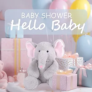 WEIGEDU Elephant Teddy Bear Stuffed Animals Plush Elephant Toys with Pink Ears Nose for Girls Boys Kids Babies Shower Bedtime Gifts, 15.7"