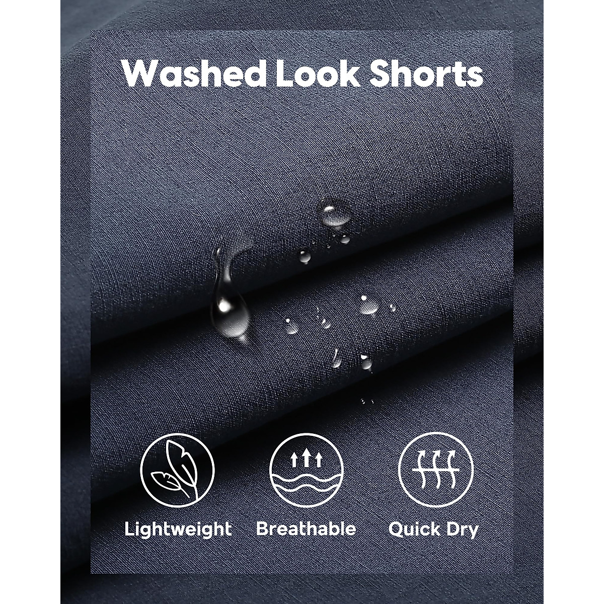 maamgic Men's 5 inch Inseam Shorts Pull-On Relaxed Fit Comfort Stretch Short Shorts with Pocket Washed Blue Large