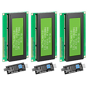 AITRIP 3PCS 2004 20x4 LCD Module IIC I2C Interface Adapter Blue Backlight Compatible with Arduino R3 Raspberry MEGA2560 (Green)