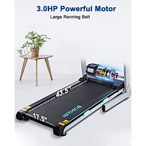 BORGUSI Treadmill with 12% Auto Incline and Bluetooth Speaker - 300 lb Capacity, 3.0HP Folding Electric Treadmill Up to 8.5 MPH Speed, Running Machine with 17.5" Wide Tread Belt for Home Use