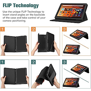 Fintie Case for All-New Amazon Fire HD 10 and 10 Plus Tablet (13th/11th Generation, 2023/2021 Release) - [Flex Stand] Premium Vegan Leather Multi-Angle Folio Cover, Shades of Blue