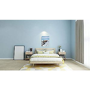 YHSKY ARTS Beach Canvas Wall Art Hand Painted Blue and White Painting with Fence Modern Abstract Coastal Pictures Contemporary Vertical Nautical Artwork for Living Room Bedroom Bathroom Decor