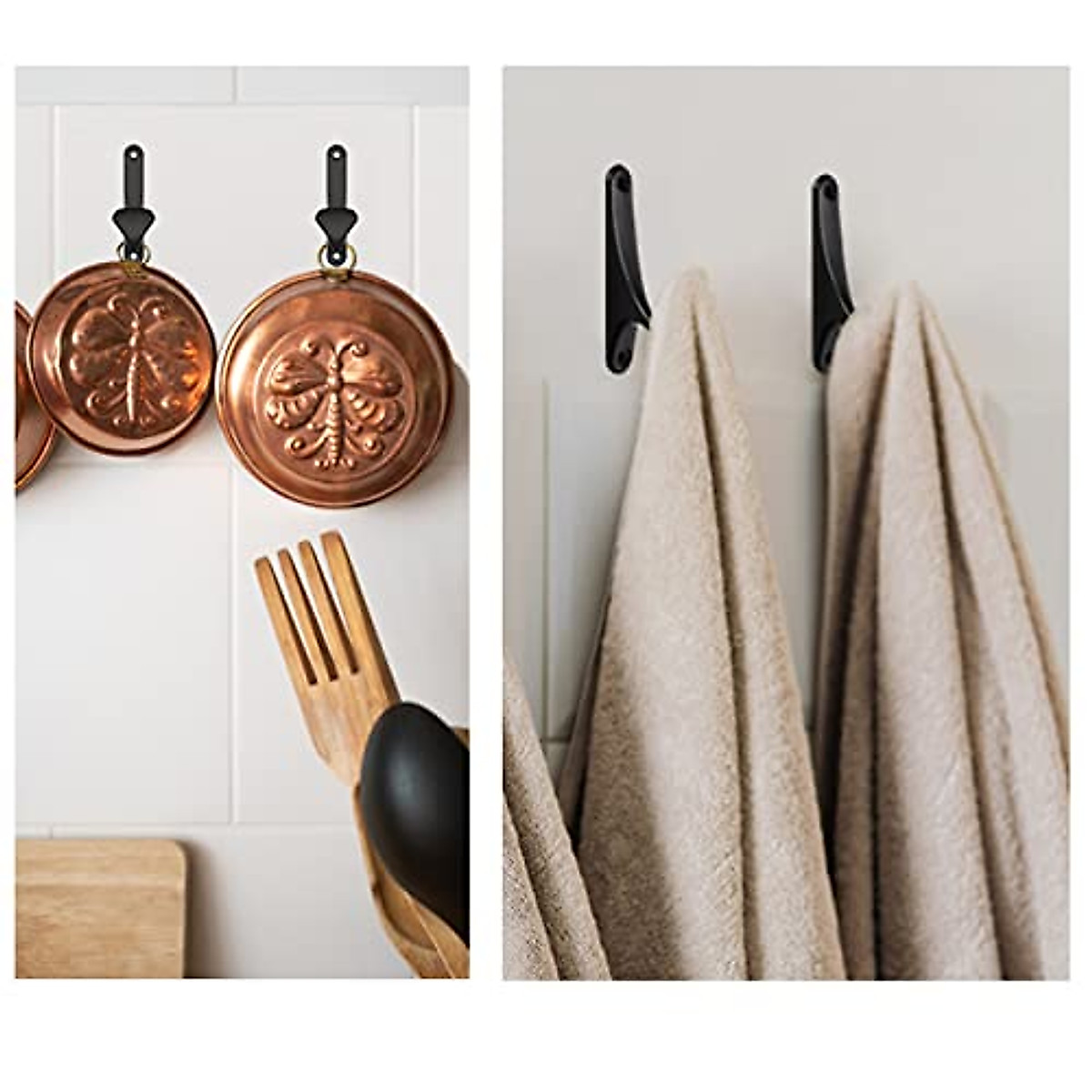 DECMATE 5 Packs Heavy Duty Wall Mounted Coat Hooks with 10 Screws Hardware Contemporary Metal Single Hooks Flat Black for Hanging Coat, Scarf, Bag, Towel, Cap, Cup, Hat …