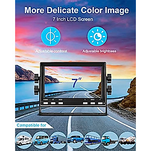 2K Backup Camera Systems, 7 Inch Vehicle Back Up Cameras with IP69 Waterproof Rear View Camera IR Night Vision, Wire Reserve Camera with Suction Cup Mount Bracket