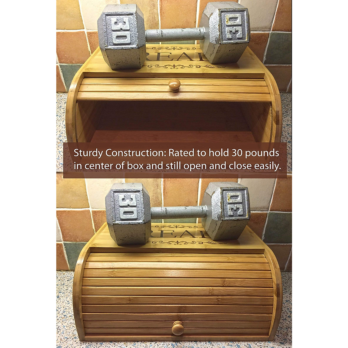 Cookbook People Original Rolltop Bread Box Bamboo Storage Bin