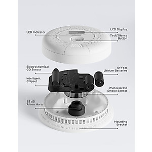 X-Sense 10-Year Battery Smoke and Carbon Monoxide Alarm with Display, Dual Sensor Smoke CO Alarm, Auto-Check, SC01, Pack of 1