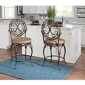 Powell Company Big and Tall Scroll Circle Back Powell Counter Stool, Height, Bronze/Beige