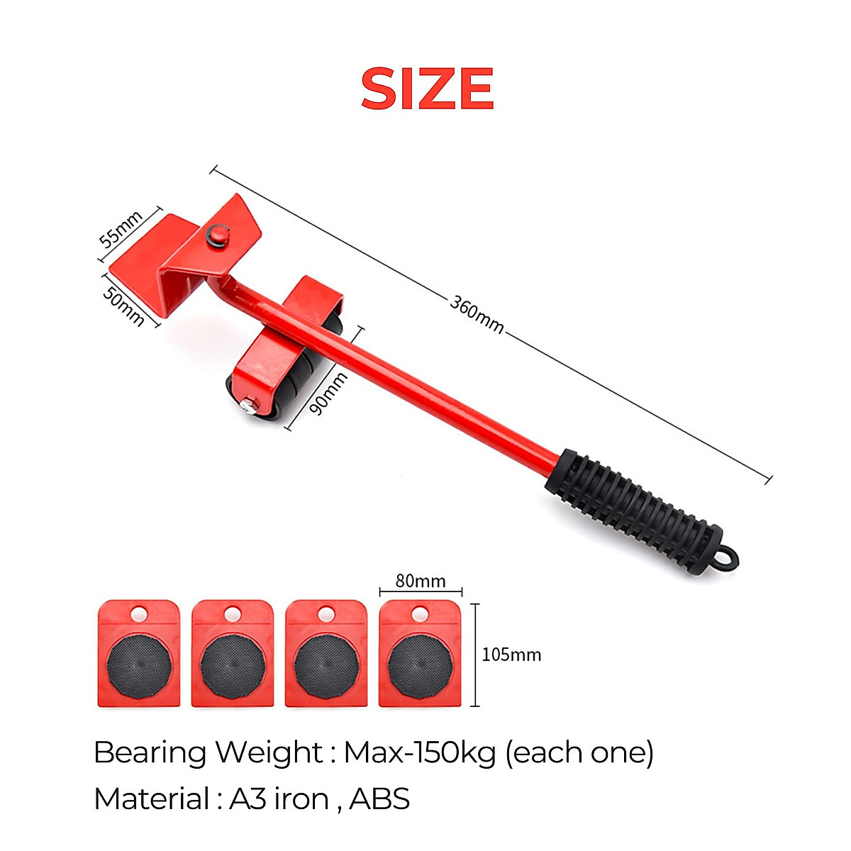 Winshall Furniture Mover with Wheels & Furniture Lifter Set, 360° Rotation Wheels Furniture Dolly, 330 Lbs Capacity, for Moving Heavy Furniture, Refrigerator, Sofa, Cabinet