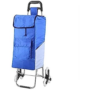 Shopping Trolley on Wheels Multi Function Shopping Cart Fashion Folding Portable Luggage Small Trailer Labor-Saving Large Capacity Stainless Steel Rod Storage Hand Trucks,B ,