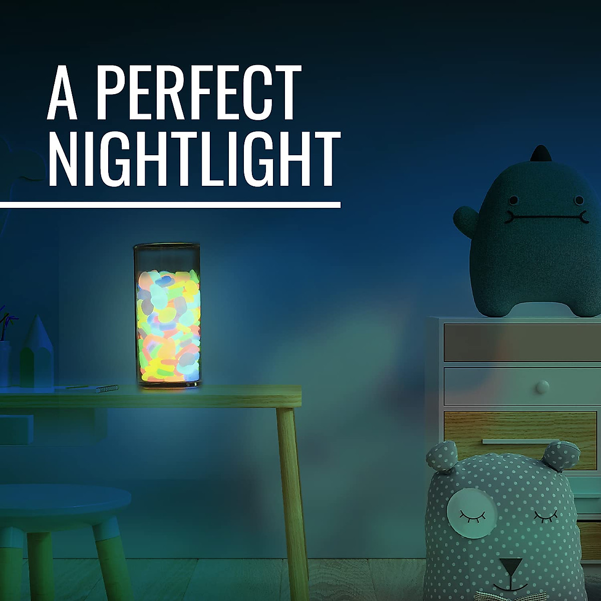 Graham Products 190 Pieces Glow in The Dark Rocks | Indoor & Outdoor Use - Garden, Fish Tank Pebbles, Planter, Walkway Decoration & More | for Kids Aged 6 & Up | Powered by Sunlight - Multi-Colored