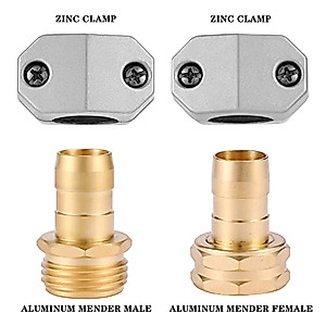 Zinc and Aluminum Male and Female Coupling, Fits All 5/8-Inch and 3/4-Inch Garden Hose Repair Fitting, 2 Pack (Male + Female)