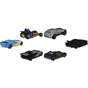 Hot Wheels Batman Character Cars 6-Pack, Set of 6 Toy Cars in 1:64 Scale Inspired by Various Batman Characters