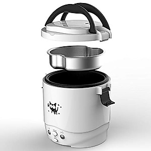 Mini Rice Cooker, 1L Small Rice Cooker 2 Cup-uncooked Travel Rice Cooker 12V for Car with Steamer, Auto Keep Warm Suitable For 1-2 People