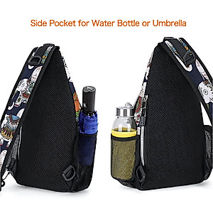 MOSISO Mini Sling Backpack,Small Hiking Daypack Pattern Travel Outdoor Sports Bag, Elephant