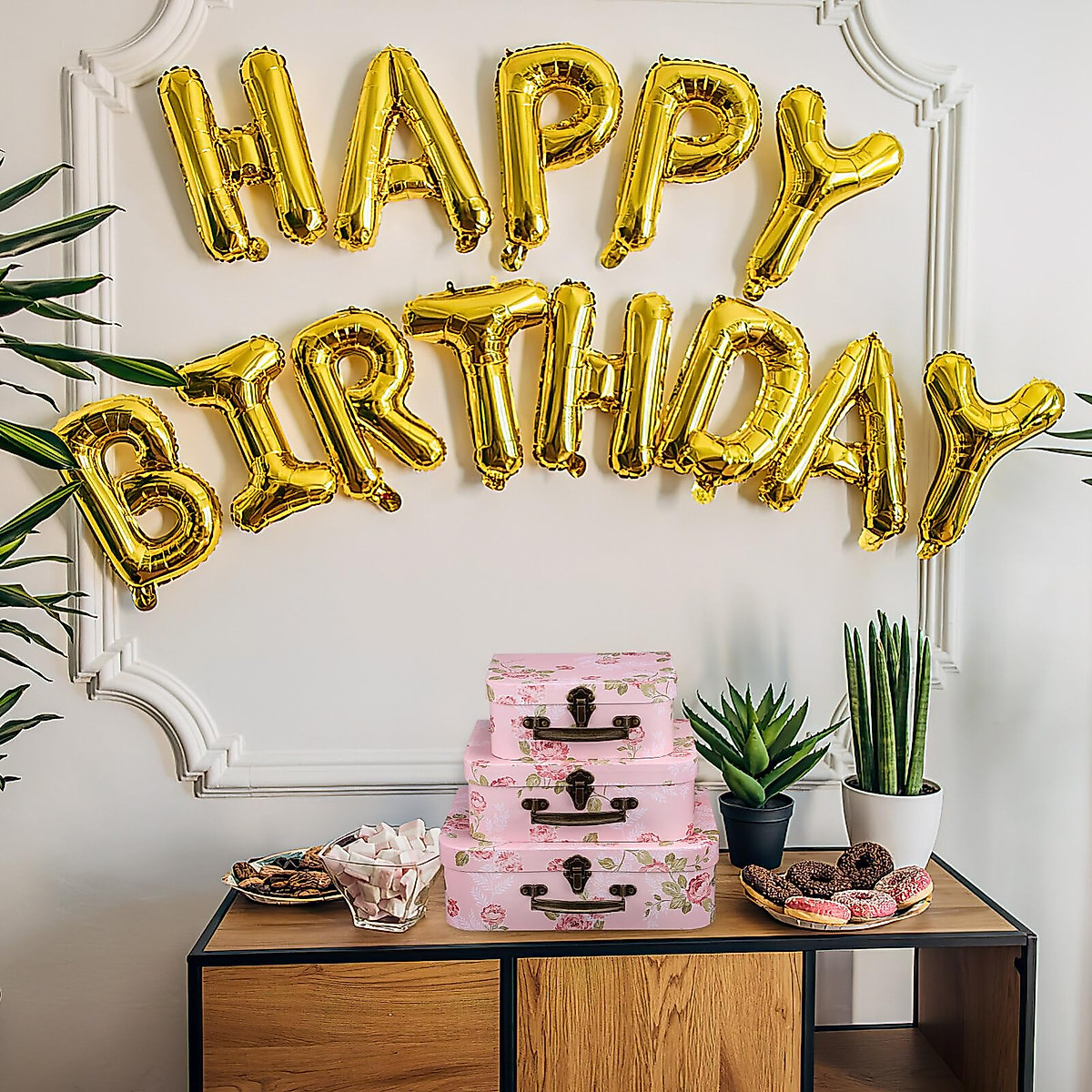 HOMSFOU 3Pcs Paperboard Suitcases Set of 3 Print Doll Clothes Storage Decorative Gift Box Small Party Favor Boxes for Wedding Bridal Shower