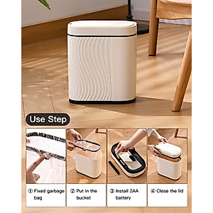 Huaqinglian 2.6gallon Small Automatic Trash can Plastic,touchless Smart Garbage can,Motion Sensor Trash can with lid for Bathroom,Kitchen,Bedroom,Office