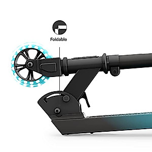 Jetson Scooters - Juno Kick Scooter (Blue) - Collapsible Portable Kids Push Scooter - Lightweight Folding Design with High Visibility RGB Light Up LEDs on Stem and Wheels