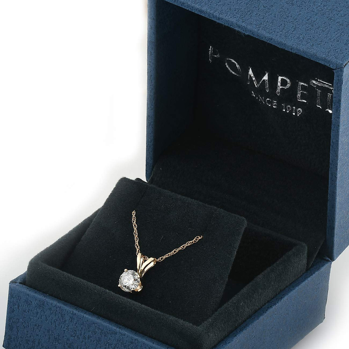 Pompeii3 14k Yellow Gold 1/2 Ct Diamond Round-Cut Solitaire Pendant Women's Necklace