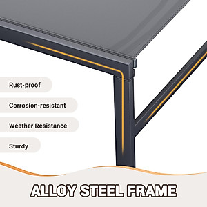 Amopatio Patio Chaise Lounge Set of 3, 24.4" Wider Outdoor Lounge Chairs with Table, Textilene Pool Chaise Lounge for Sun Tanning Lay Flat Poolside Lounger for Beach, Lawn, Grey