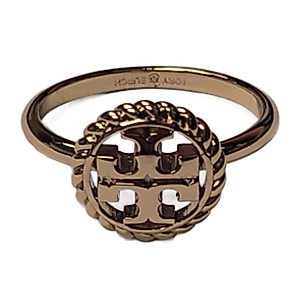 Tory Burch 136617 Tory Gold Tone Rope Logo Women's Ring Size 7