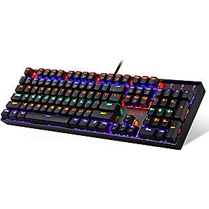 Redragon K551 Mechanical Gaming Keyboard RGB LED Rainbow Backlit Wired Keyboard with Red Switches for Windows Gaming PC (104 Keys, Black)