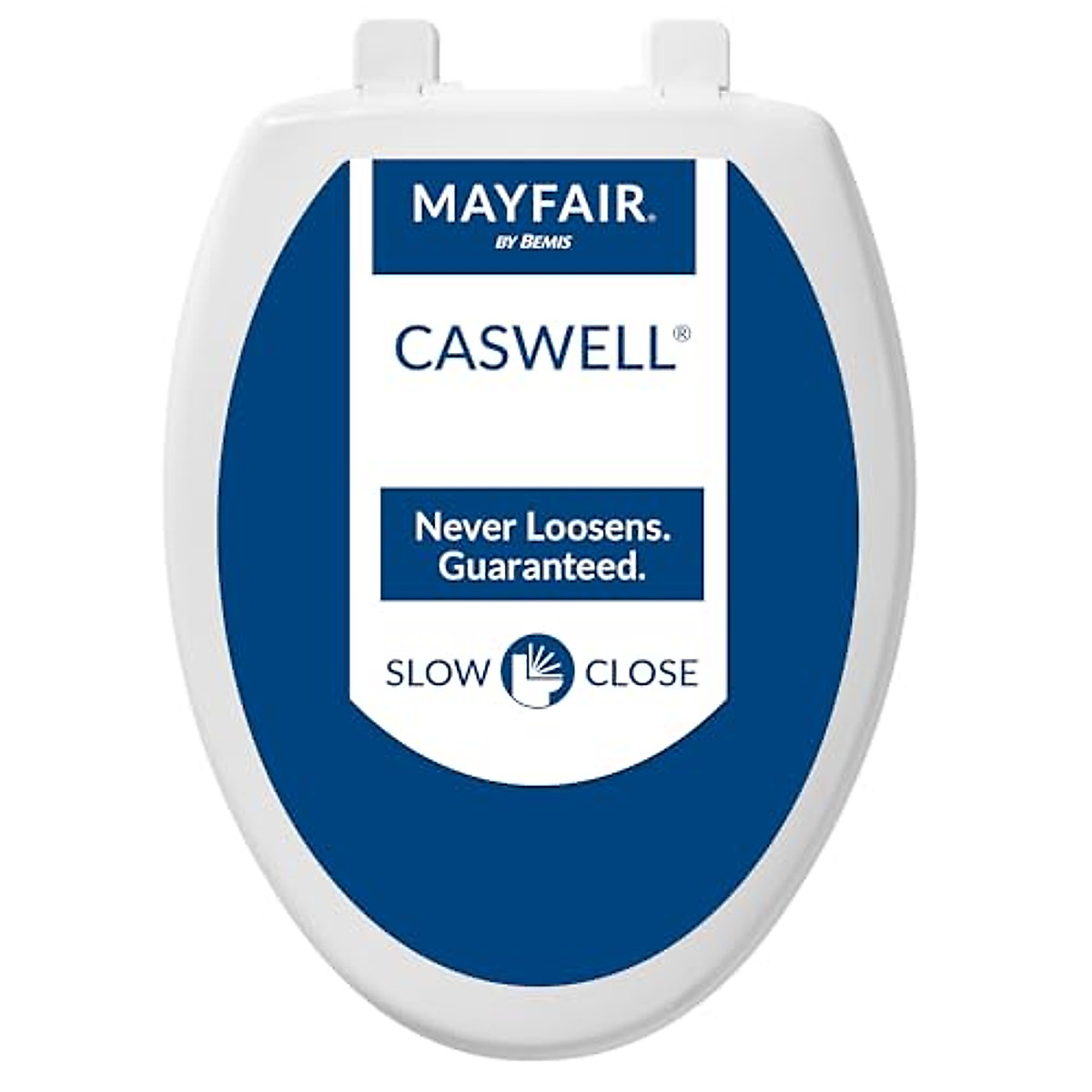 MAYFAIR 1880SLOW 000 Caswell Toilet Seat will Slowly Close and Never Loosen, ELONGATED, Long Lasting Plastic, White