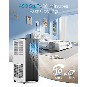FIOGOHUMI 10000BTU Portable Air Conditioners - Portable AC Unit with Built-in Dehumidifier Fan Mode for Room up to 350 sq.ft. - Room Air Conditioner with 24H Timer & Remote Control Window Mount Kit