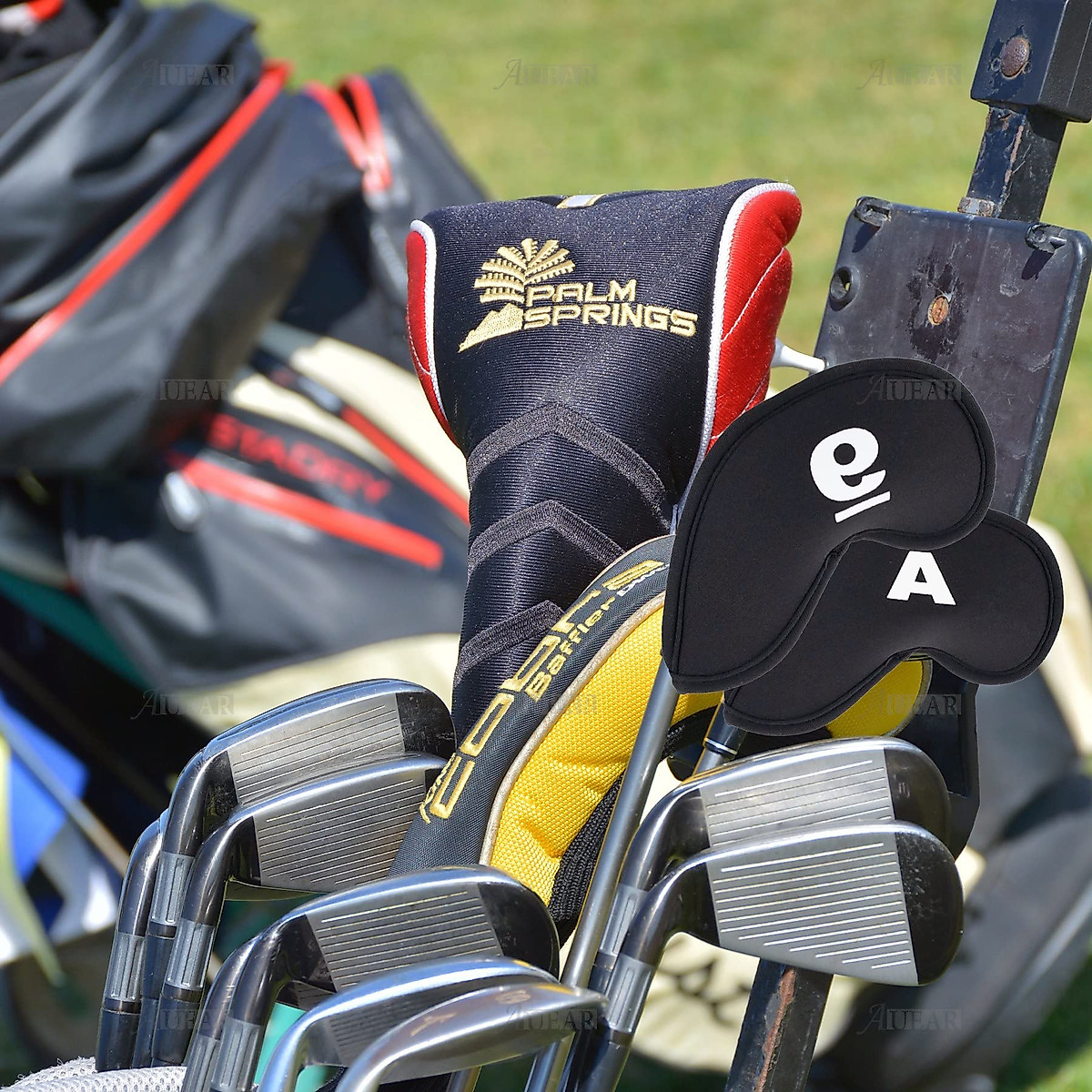 AUEAR, 11 Pack Golf Head Covers Black Neoprene Iron Putter Headcovers Set Fit All Brands