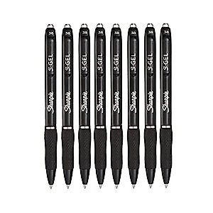 SHARPIE S-Gel, Comfort Grip Gel Pens, 0.38mm Ultra Fine Point, Black Ink, 8 Count