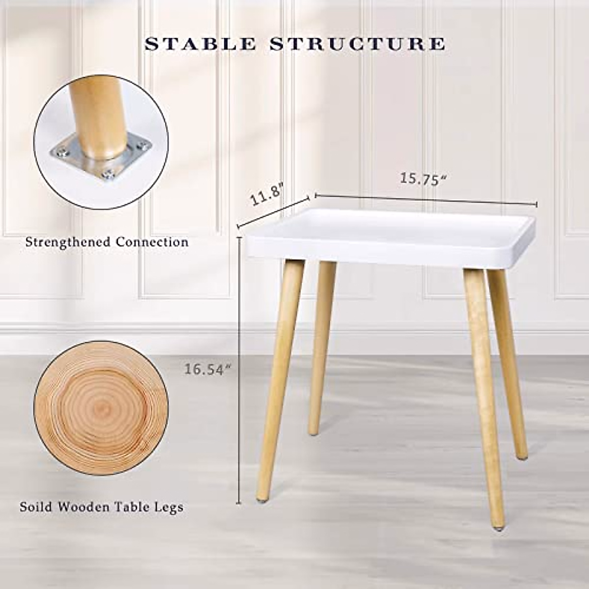 Side/Tray Table, Small End Table Accent Table Living Room Bedroom Balcony Office, Modern Side Table Bedside Table Home Decor, Small Side Table for Small Spaces, (White)