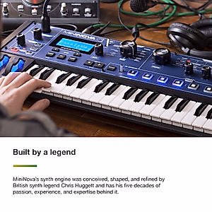 Novation MiniNova Analogue Modelling Compact 37 Mini-key Synth – Tough, compact, powerful mini-synth with pitch-correcting effect vocoder, 256 onboard sounds and five effects per voice layering Blue