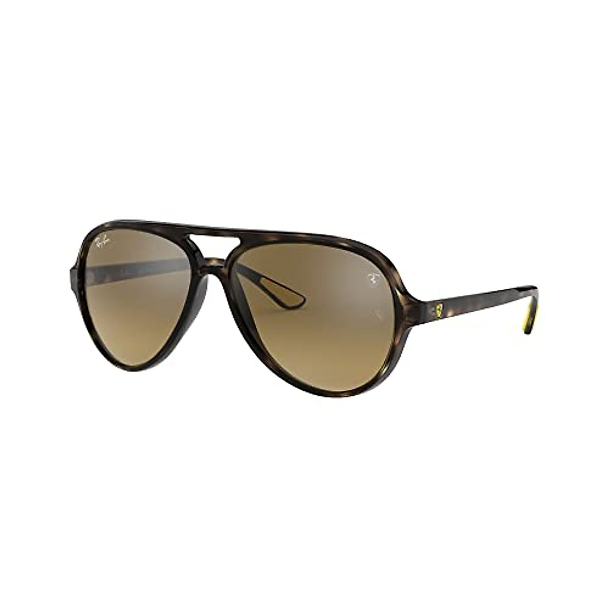 Ray-Ban RB4125M Scuderia Ferrari Collection Aviator Sunglasses, Havana/Brown Mirrored Gradient Grey, 57 mm